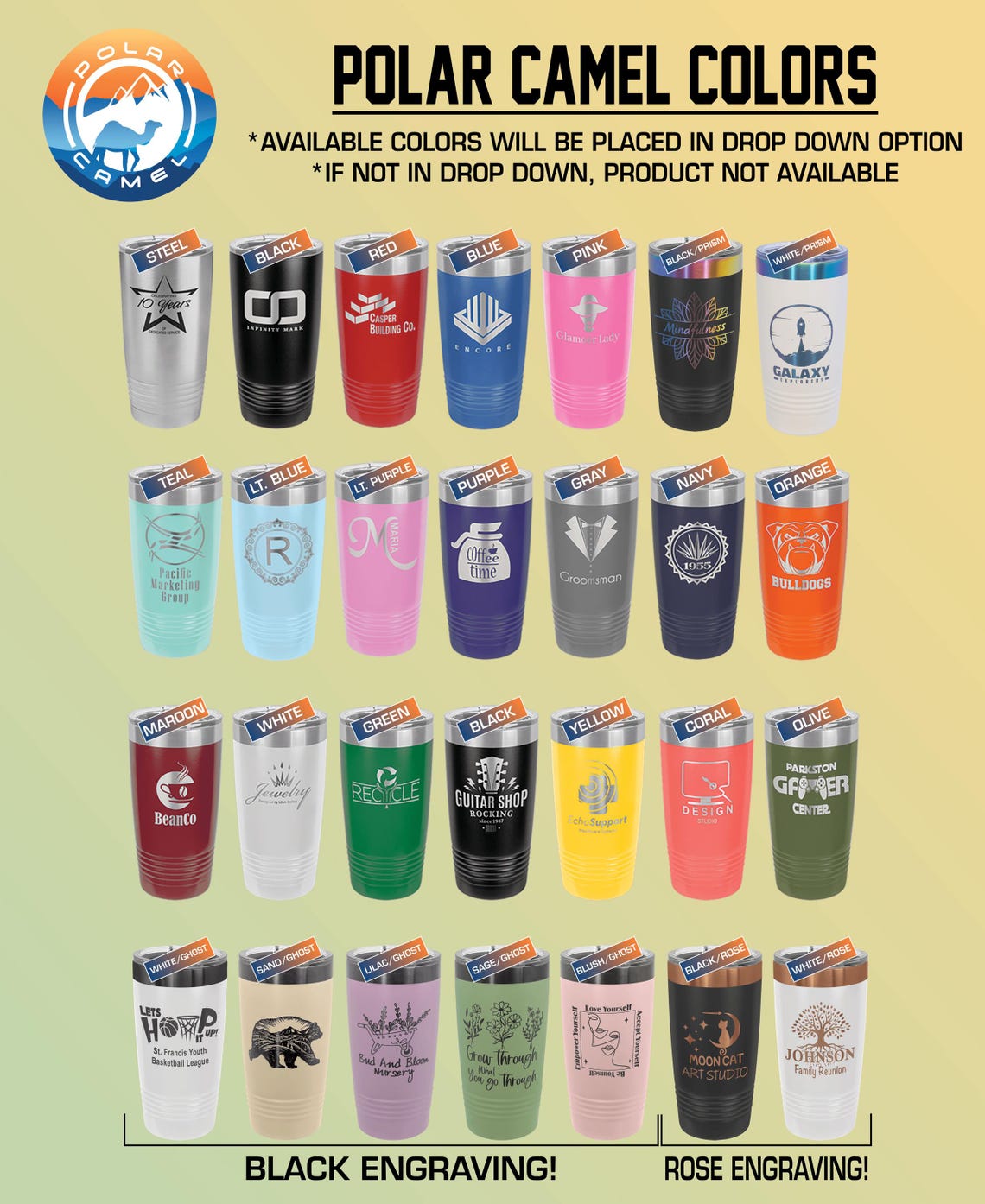 Personalized Custom Engraved YETI 20oz Tumbler or Polar Camel 20oz ...