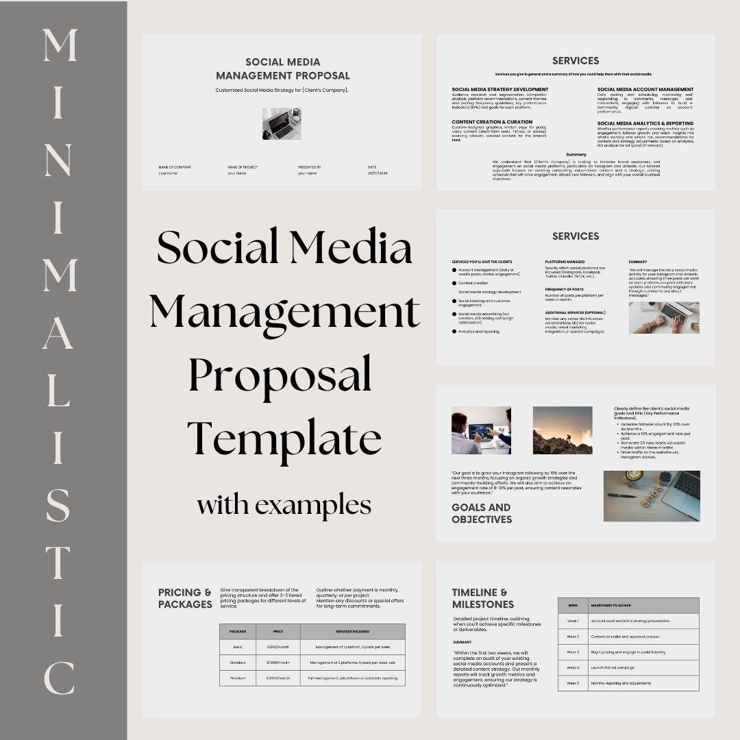 Social Media Management Client Proposal, Customizable Template, Social ...
