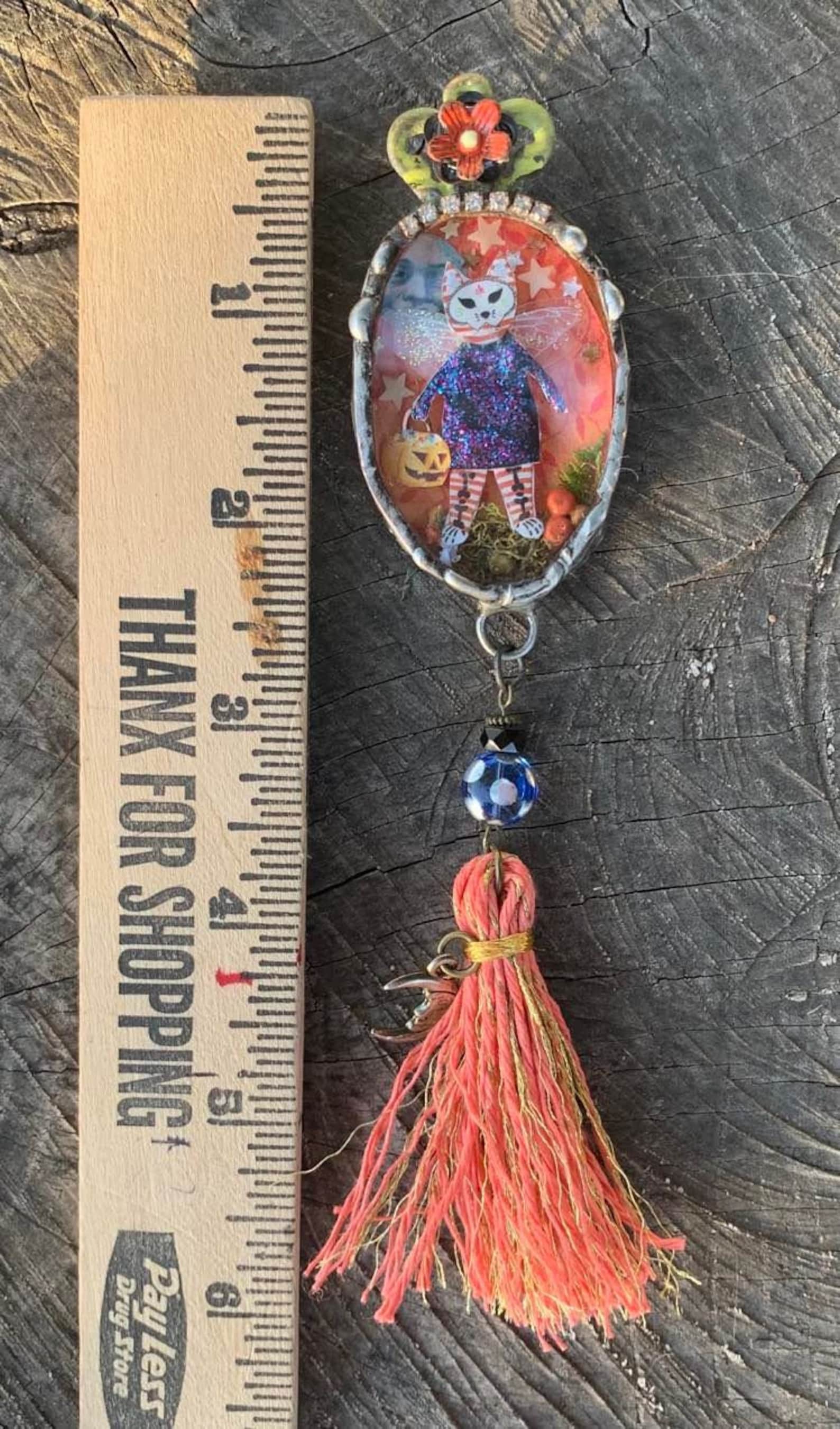 Halloween Cat Soldered Shadow Box Pendant/ornament - Etsy