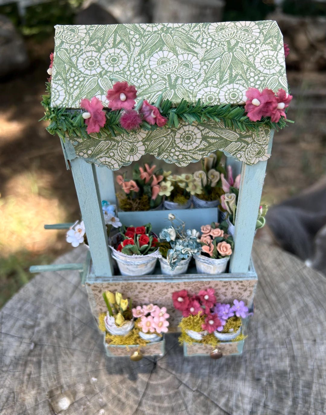 Handmade Miniature Flower Cart Diorama: Home Desk Decor - Etsy