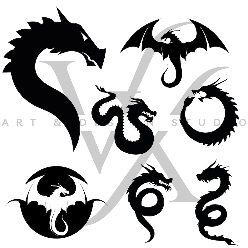 Dragon Silhouette, Outline SVG PNG Files (digital Download) - Etsy