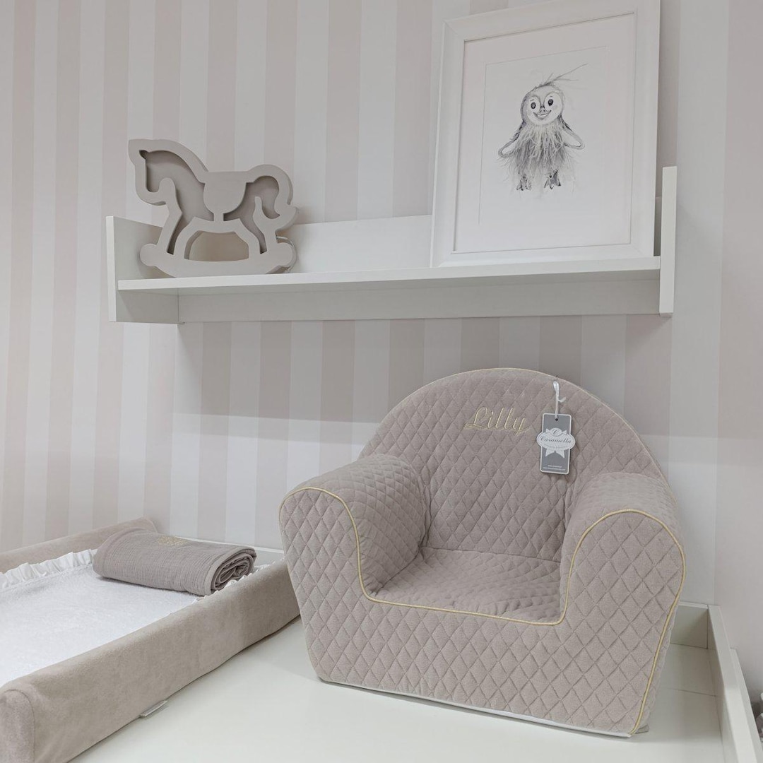 Beige Mini Armchair, Elegant Gender Neutral Nursery Chair, Handmade ...