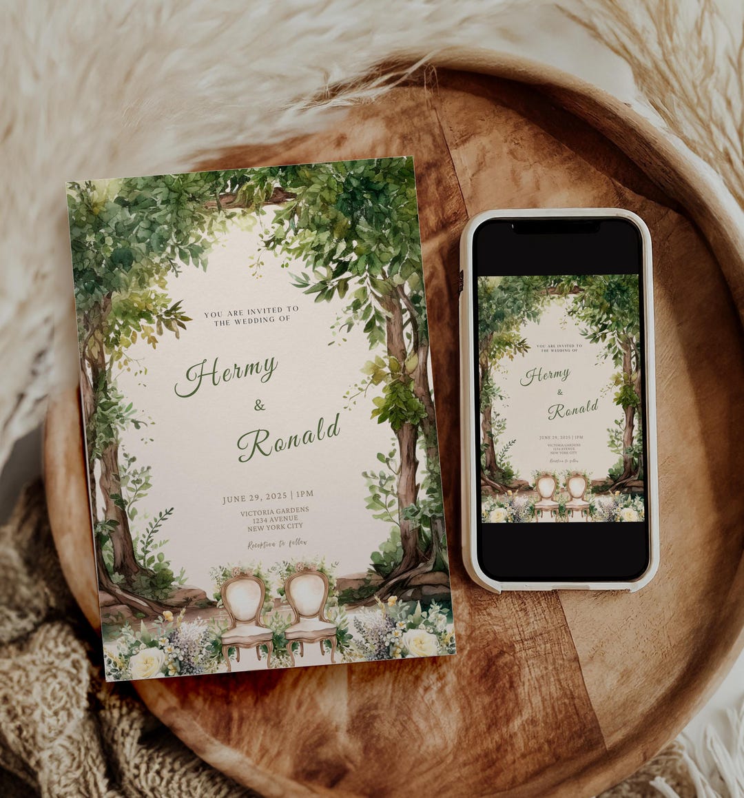 Botanical Garden Wedding Invitation Template: Printable Spring Design ...