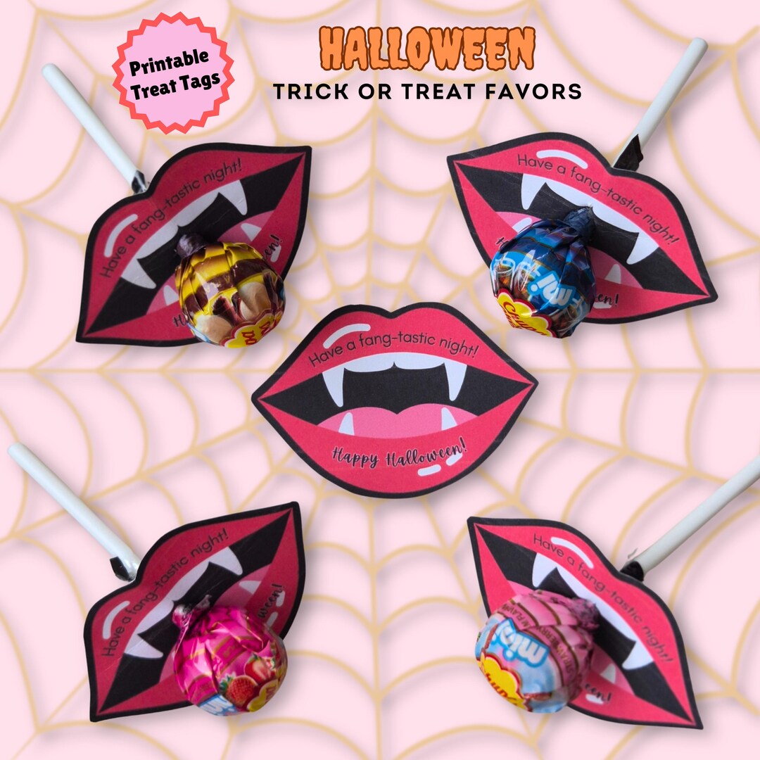 Printable Vampire Fangs Halloween Favor Tag, Fangtastic Classroom ...