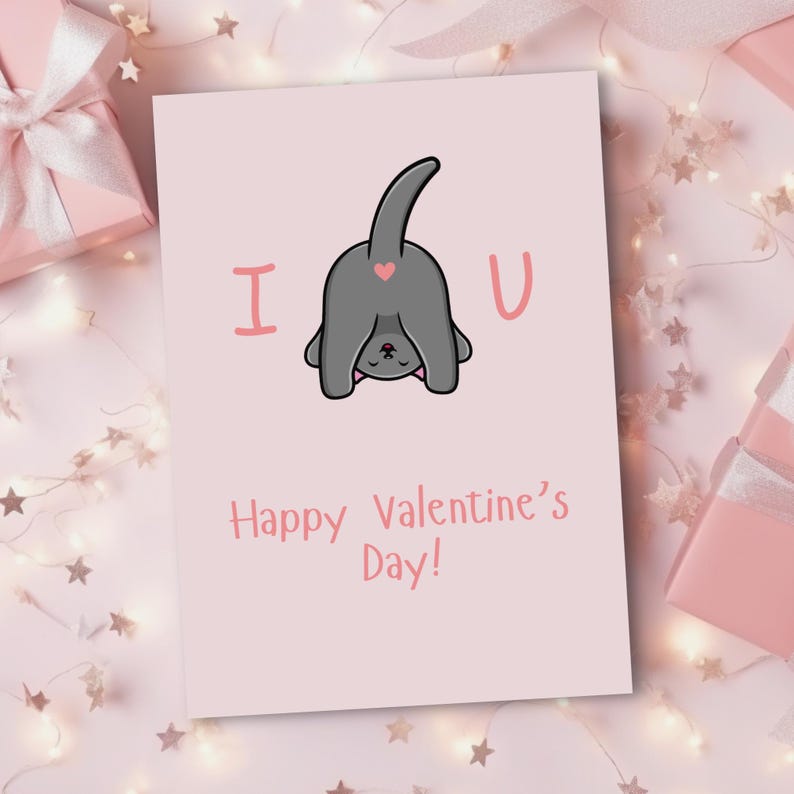 Funny Cat Valentine's Day Card: Editable Template (digital Download) - Etsy