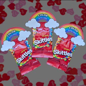 Skittles Rainbow Valentine Favor Printable | Classroom Valentine for ...