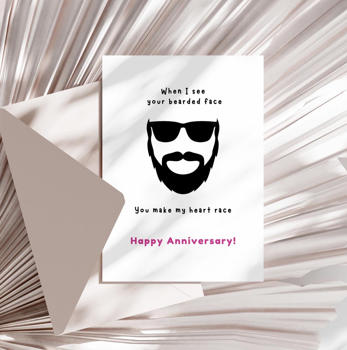 Funny Beard Valentine Card for Husband | Printable Editable Anniversary ...
