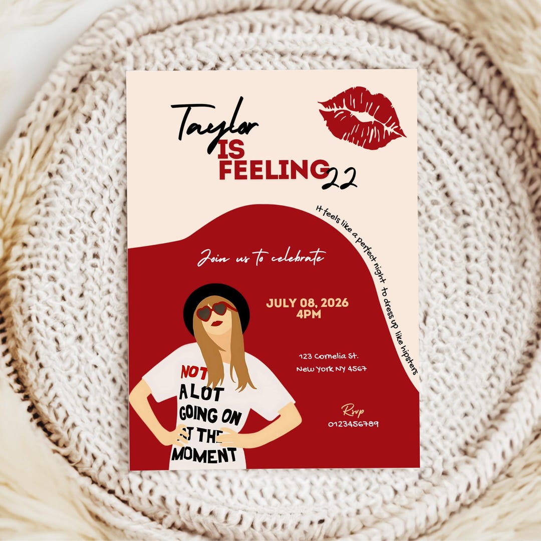 Feeling 22 Swiftie Birthday Invitation Template, Editable Taylor Swift ...