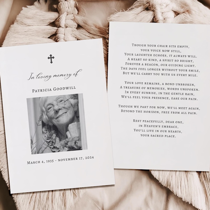 Memorial Card - Etsy