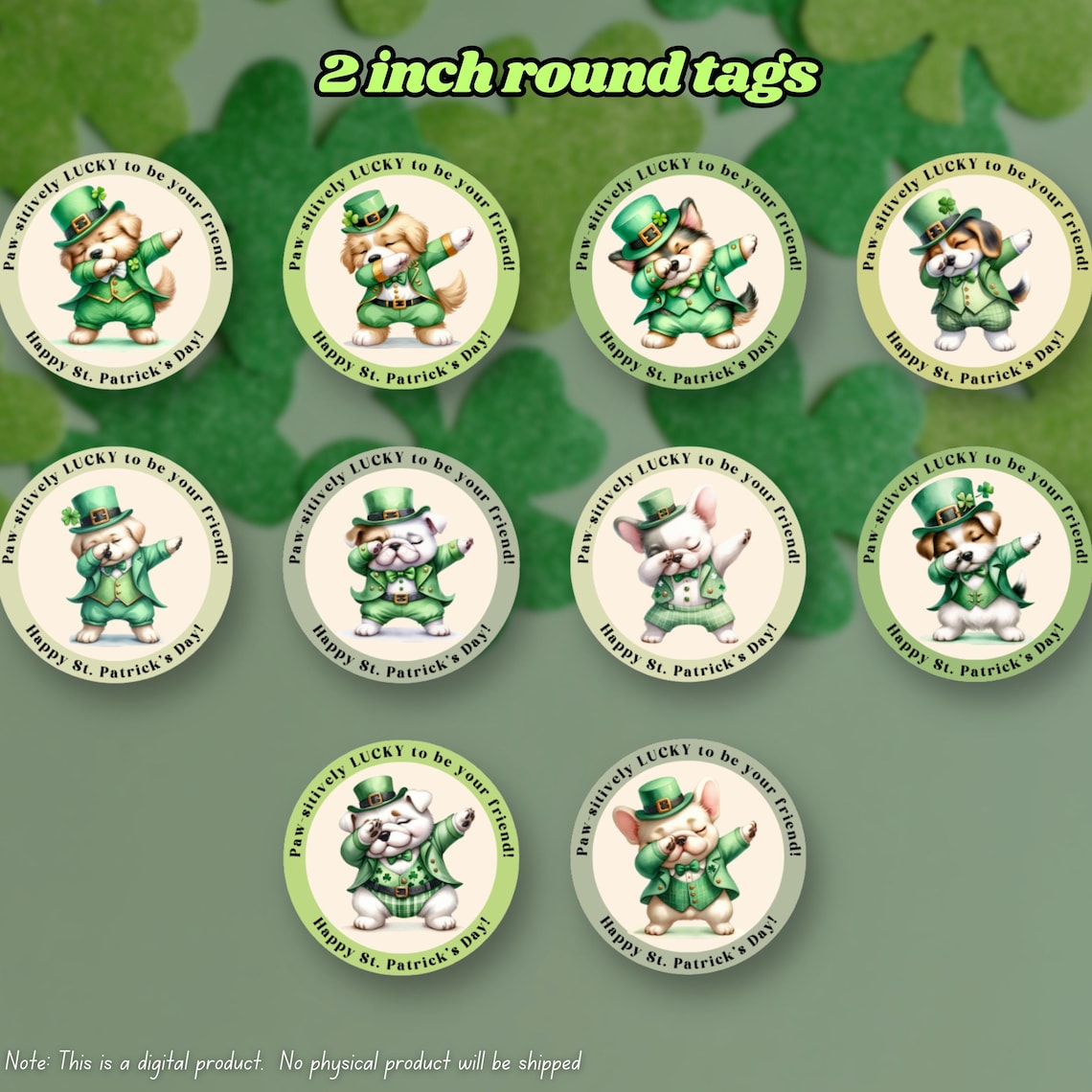 Printable St Patrick's Day Treat Tag Bundle, Cool Dogs St Patricks Day ...