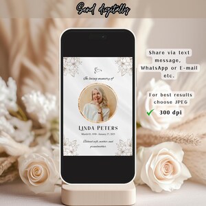 Editable Funeral Program Template: Memorial Service Card (5x7, Digital ...