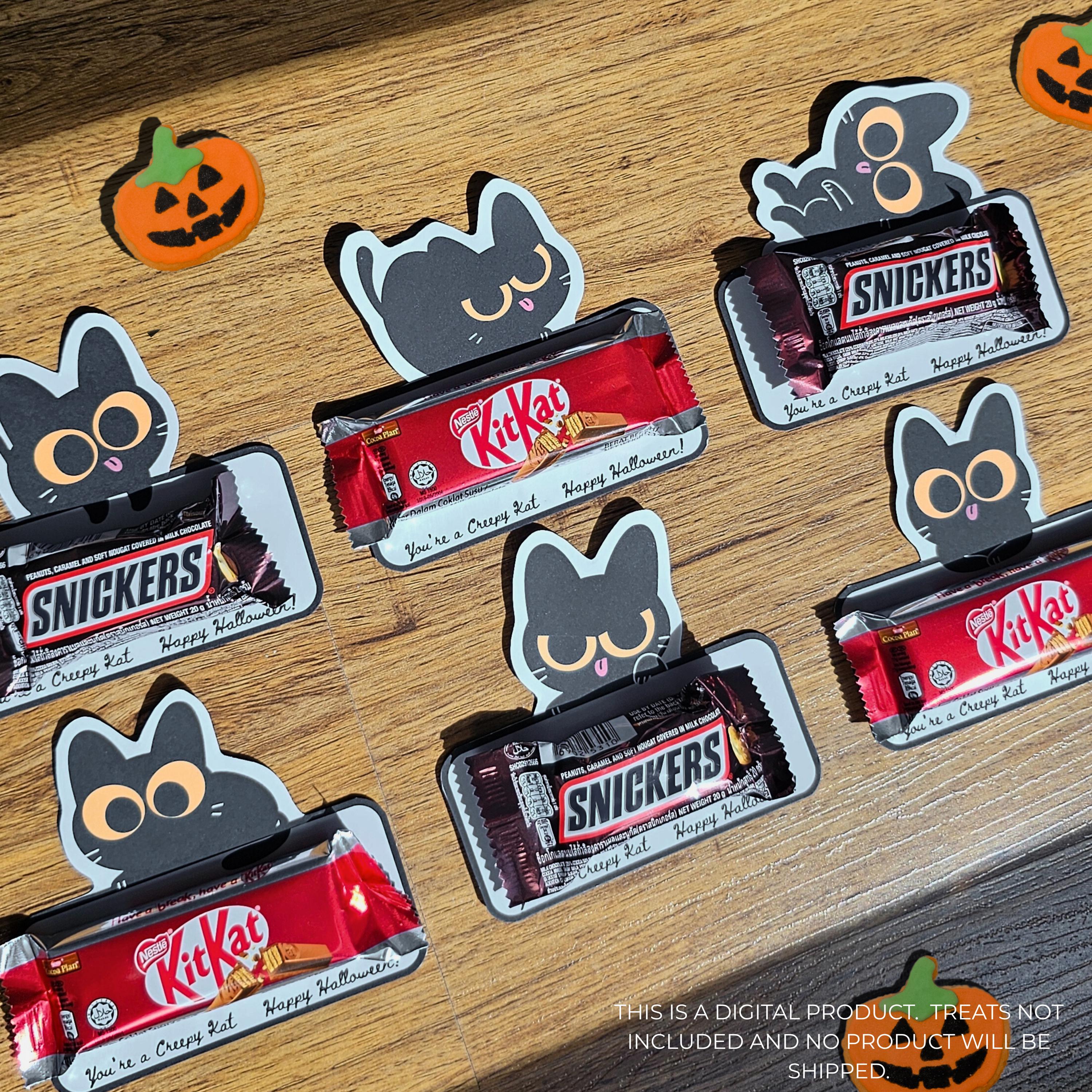 Black Cat Halloween Treat Tags: Printable Party Favors (instant ...