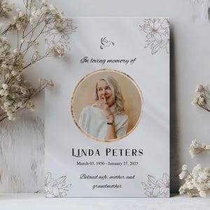 Editable Funeral Program Template: Memorial Service Card (5x7, Digital ...