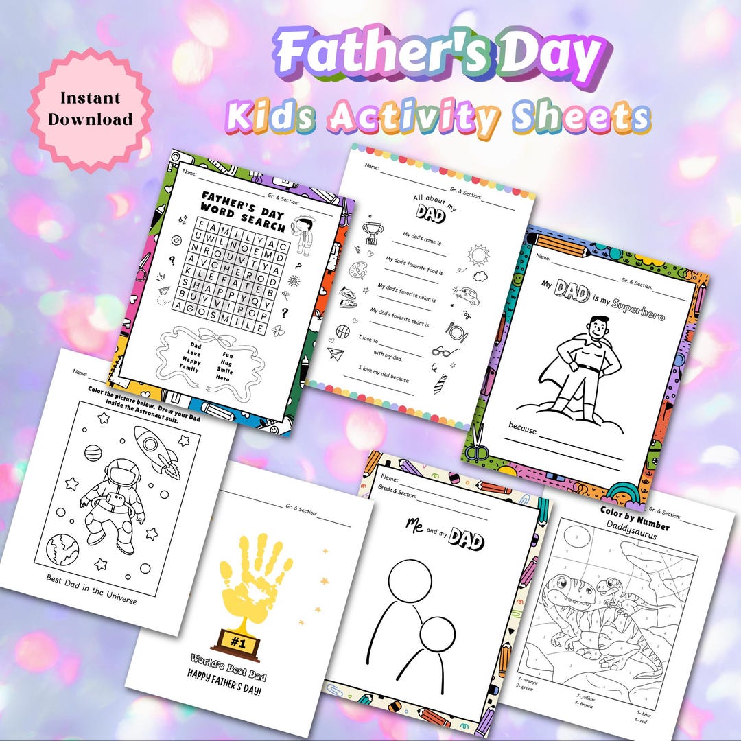Printable Father's Day Activity Sheets for Kids Preschool Fathers Day ...