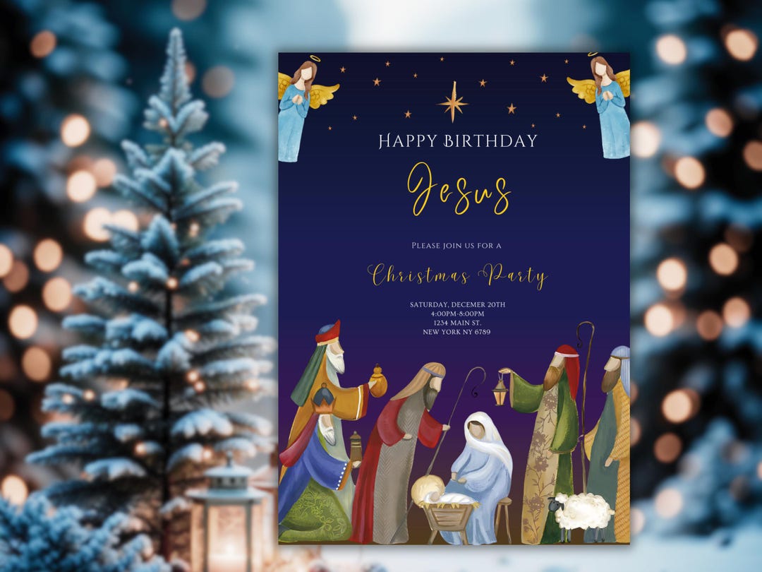 Editable Nativity Christmas Party Invitation Church Christmas Party ...