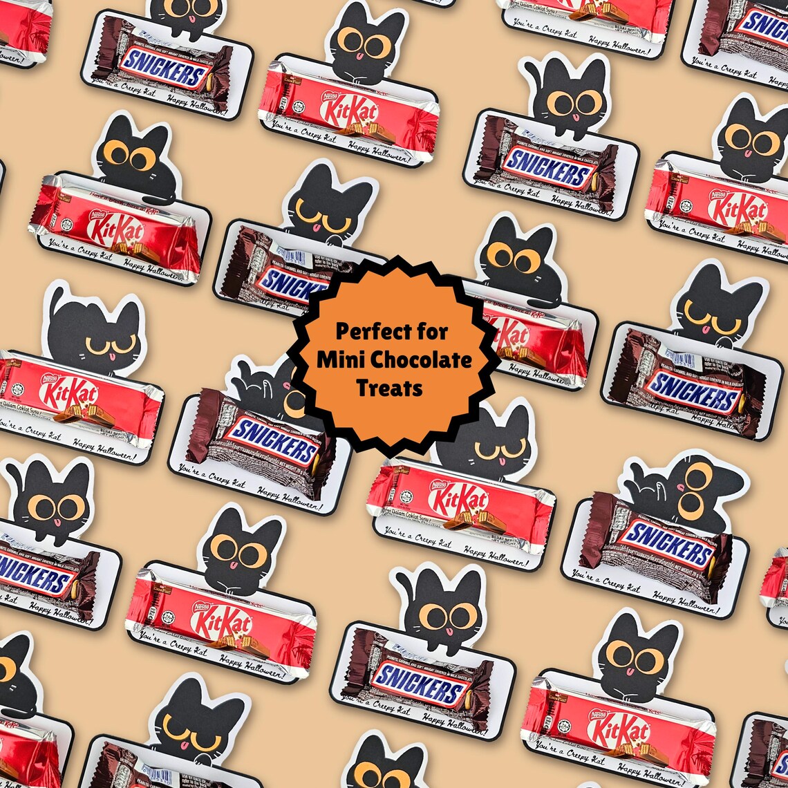 Black Cat Halloween Treat Tags: Printable Party Favors (instant ...