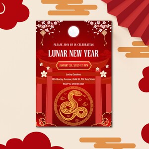 Editable 2025 Chinese New Year Invitation Template, Printable Year of ...