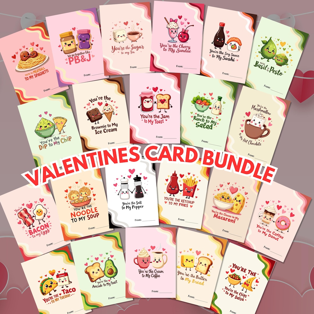 Funny Food Pun Valentine Cards for Kids | Printable Classroom ...