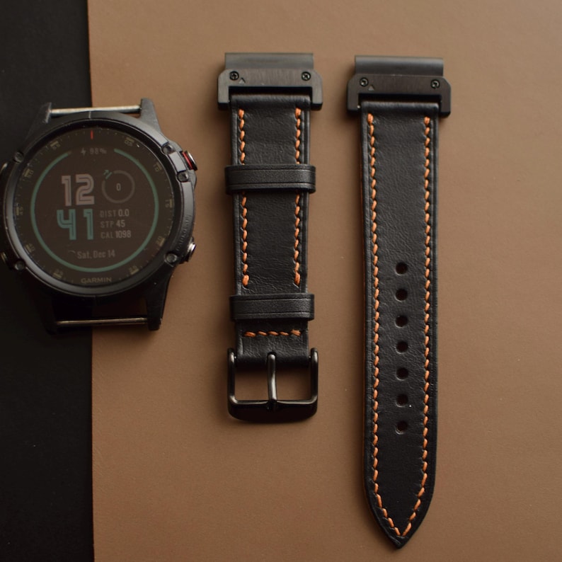 Garmin Leather Watch Strap Garmin Qwikfit Personalised Band Fenix 5, 6 ...