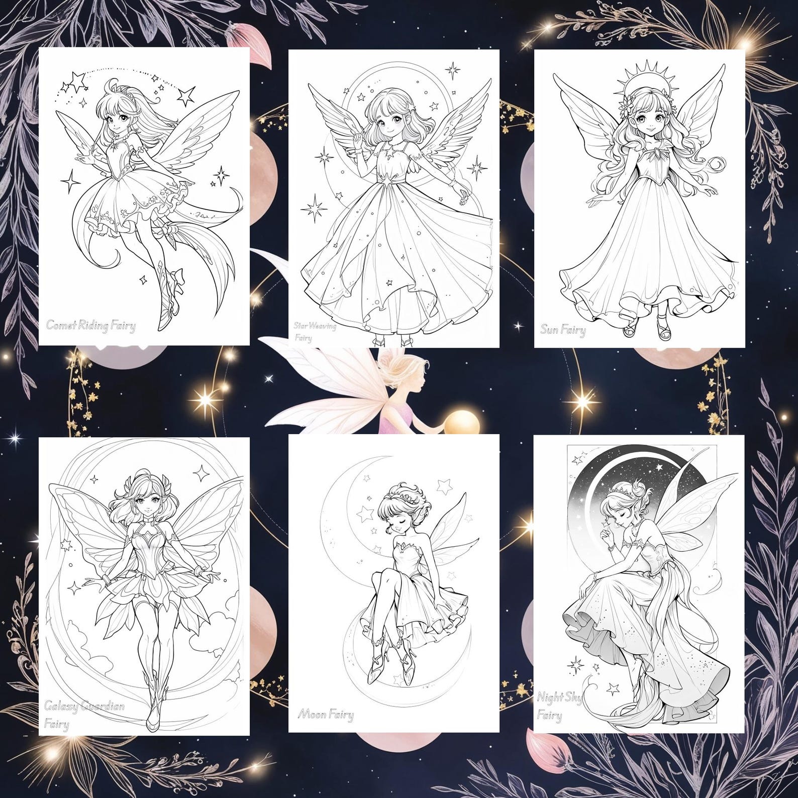 Zodiac Fairy Collection | 35 Printable Coloring Pages for Kids, Adults ...