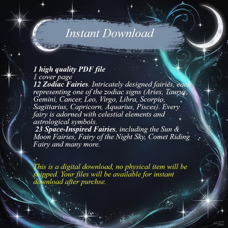 Zodiac Fairy Collection | 35 Printable Coloring Pages for Kids, Adults ...