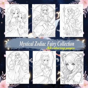 Zodiac Fairy Collection | 35 Printable Coloring Pages for Kids, Adults ...