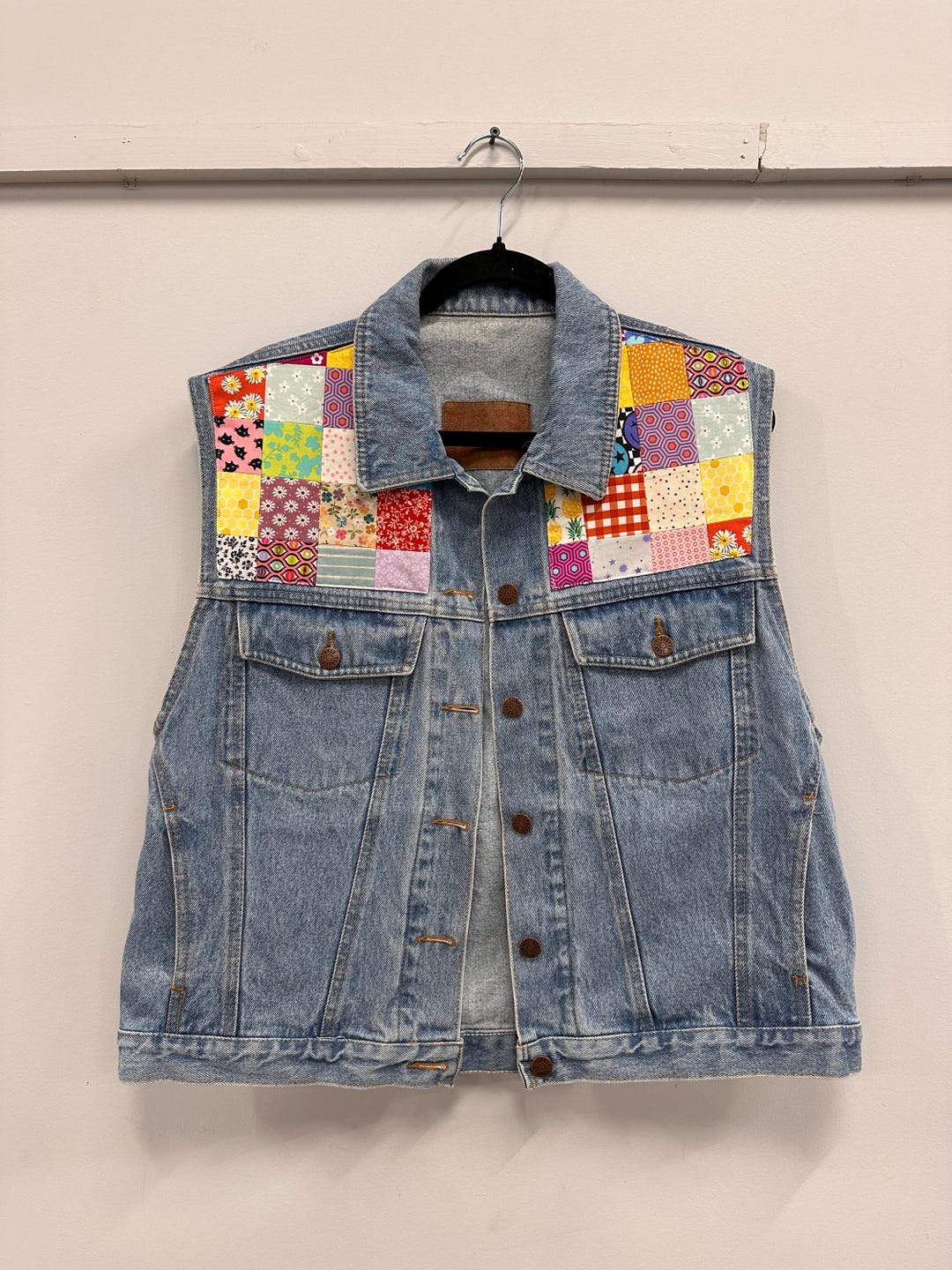 Upcycled Patchwork Denim Vest - Etsy