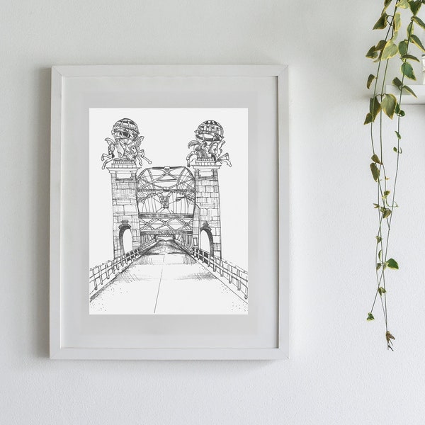 Pittsburgh Bridge Drawing - Etsy