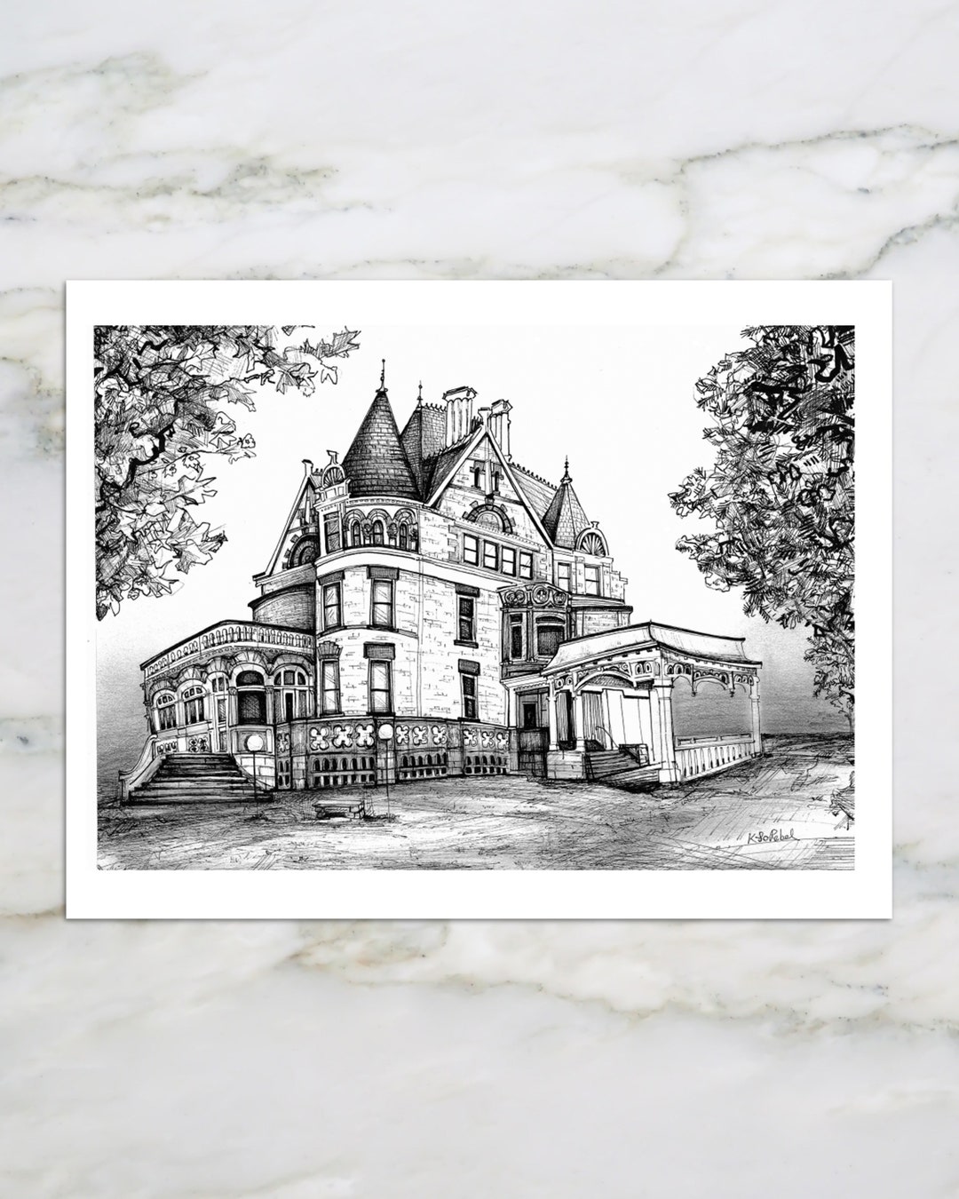 Frick Mansion | Pittsburgh Drawing | Wall Art by Klorebel - Etsy