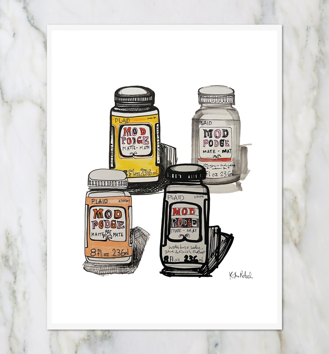 Mod Podge | Crafty Drawing | Pen and Ink Wall Art by Klorebel - Etsy