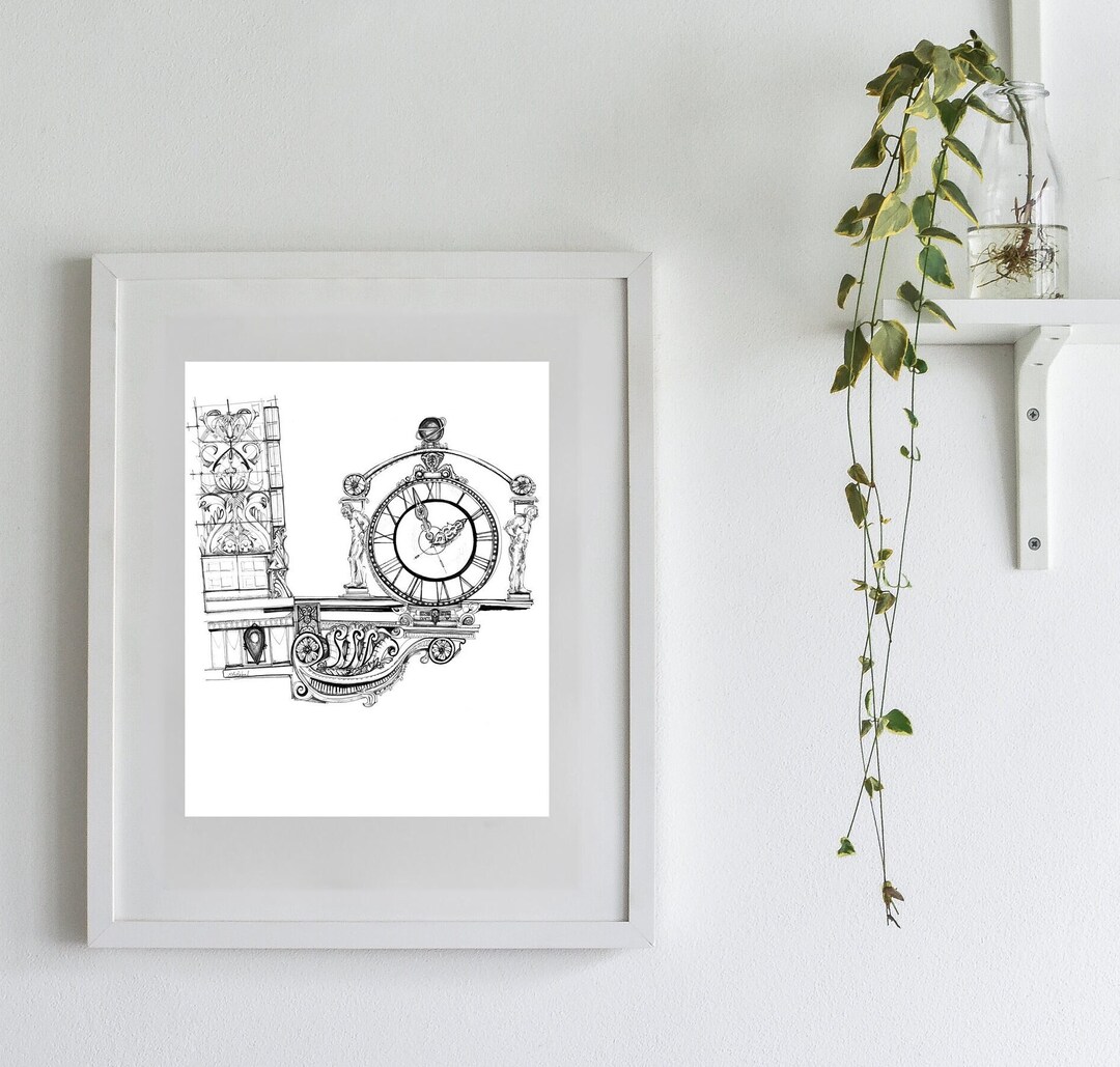 Kaufmann's Clock | Pittsburgh Drawing | Pen and Ink Wall Art by ...