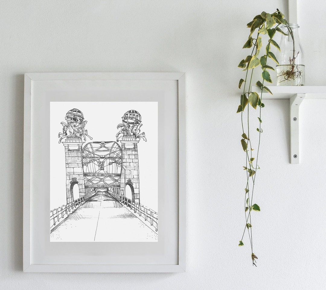 16th St Bridge | Pittsburgh Drawing | Pen and Ink Wall Art by Klorebel ...