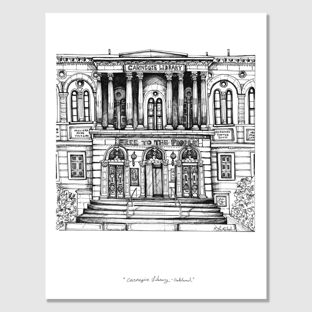 Carnegie Library - Oakland | Pittsburgh Drawing | Pen and Ink Wall Art ...