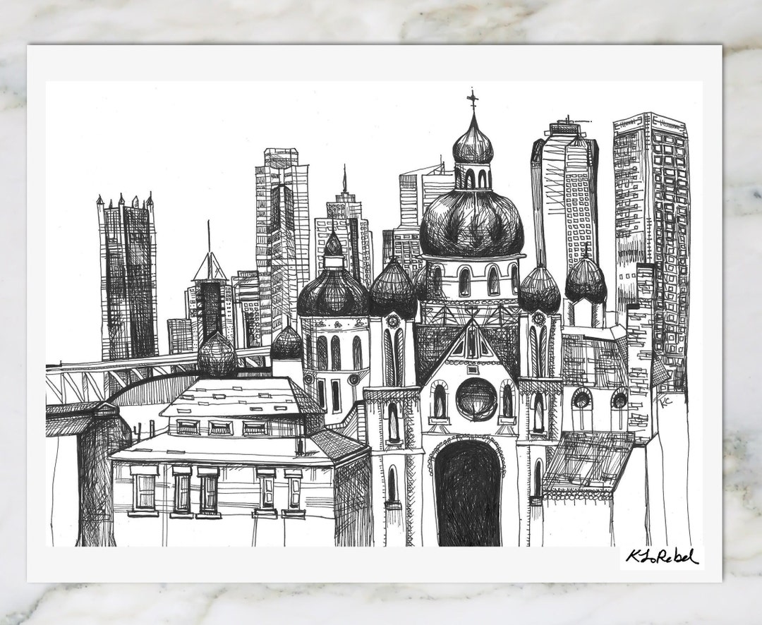 St John the Baptist - Southside| Pittsburgh Drawing | Pen and Ink Wall ...