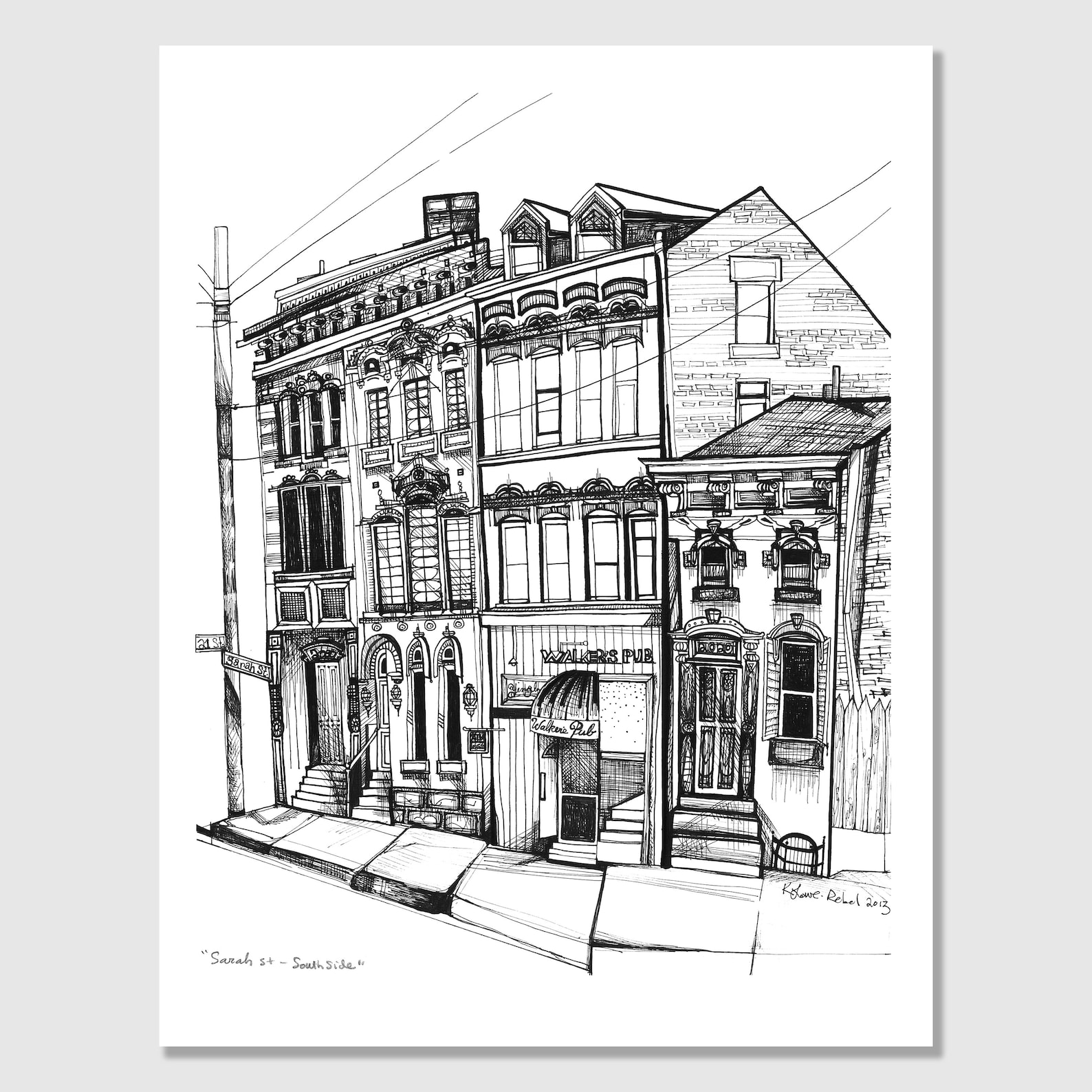 Walker's Pub on Sarah Streeet -southside | Pittsburgh Drawing | Pen and ...