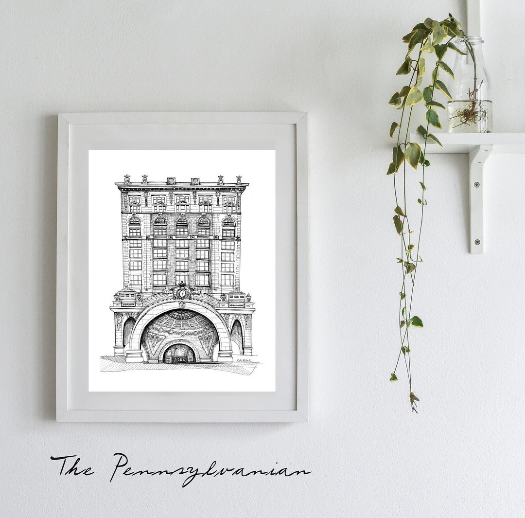 The Pennsylvanian | Pittsburgh Drawing | Pen and Ink Wall Art by ...
