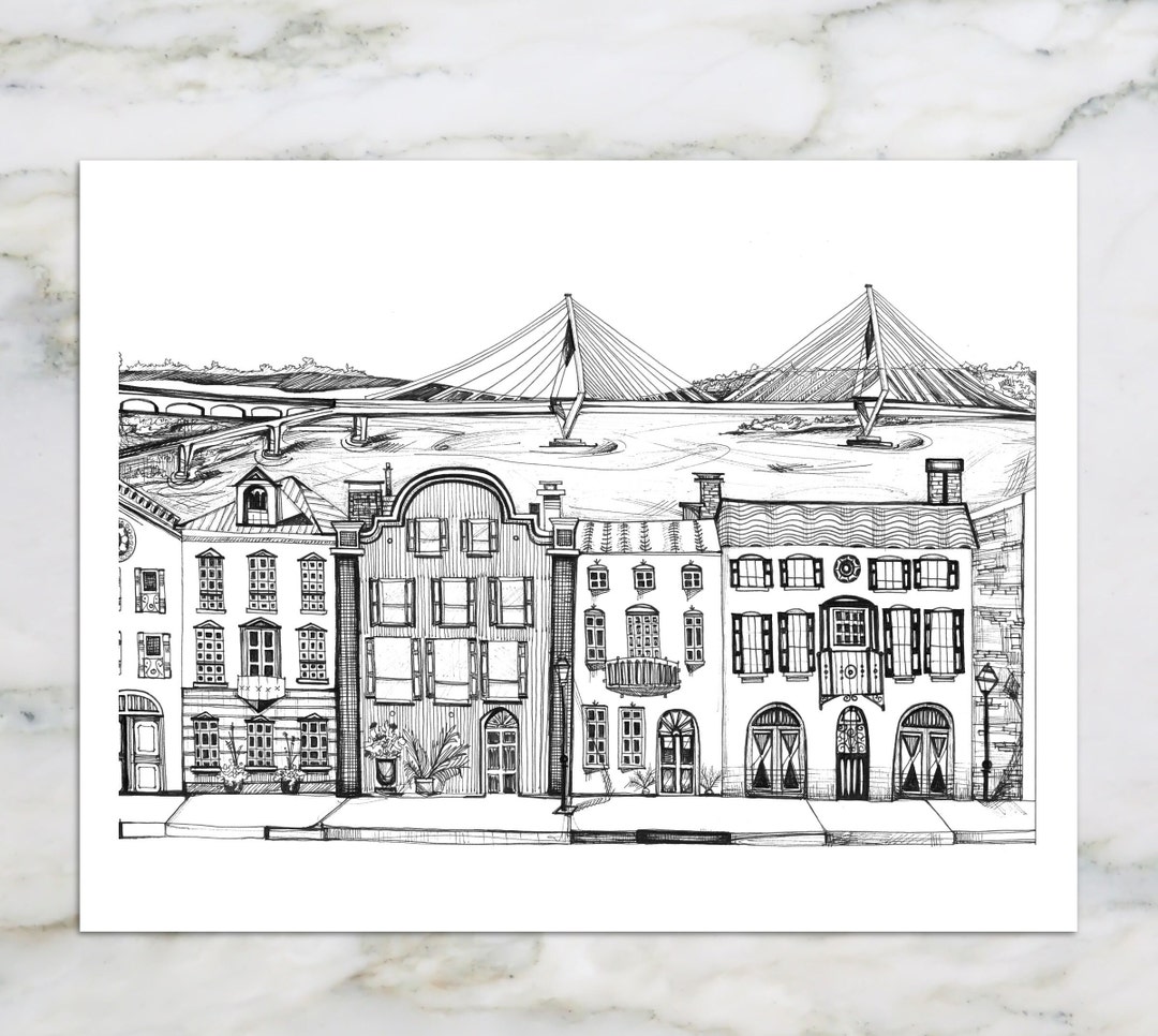Charleston | North Carolina Drawing | Wall Art by Klorebel - Etsy