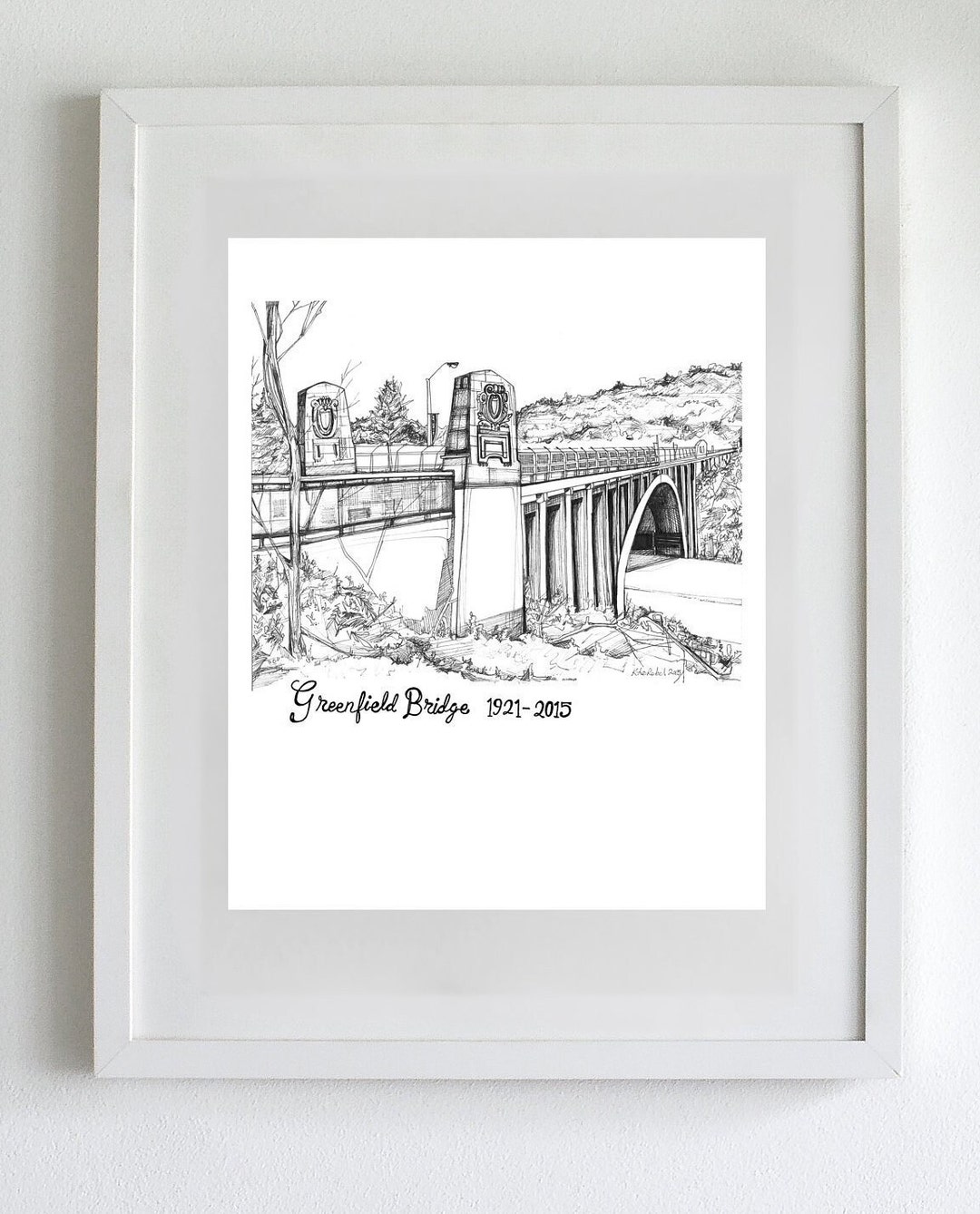 Greenfield Bridge Pittsburgh Drawing Pen and Ink wall Art by KLoRebel ...