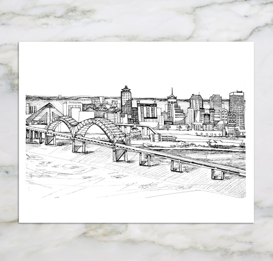Memphis | Tennessee Drawing | Wall Art by Klorebel - Etsy