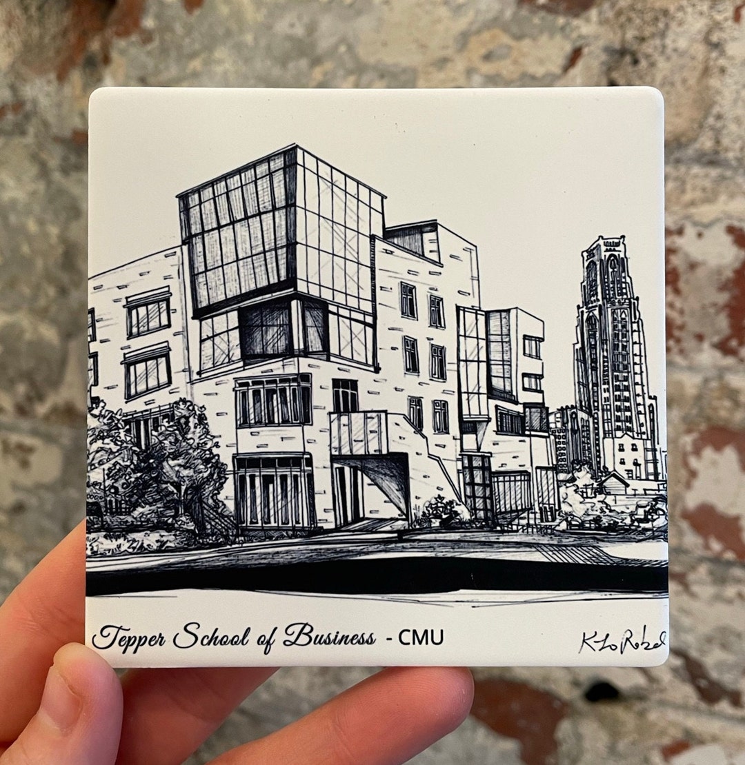CMU Tepper School of Buisness Sandstone Coaster Set Pittsburgh Pen and ...