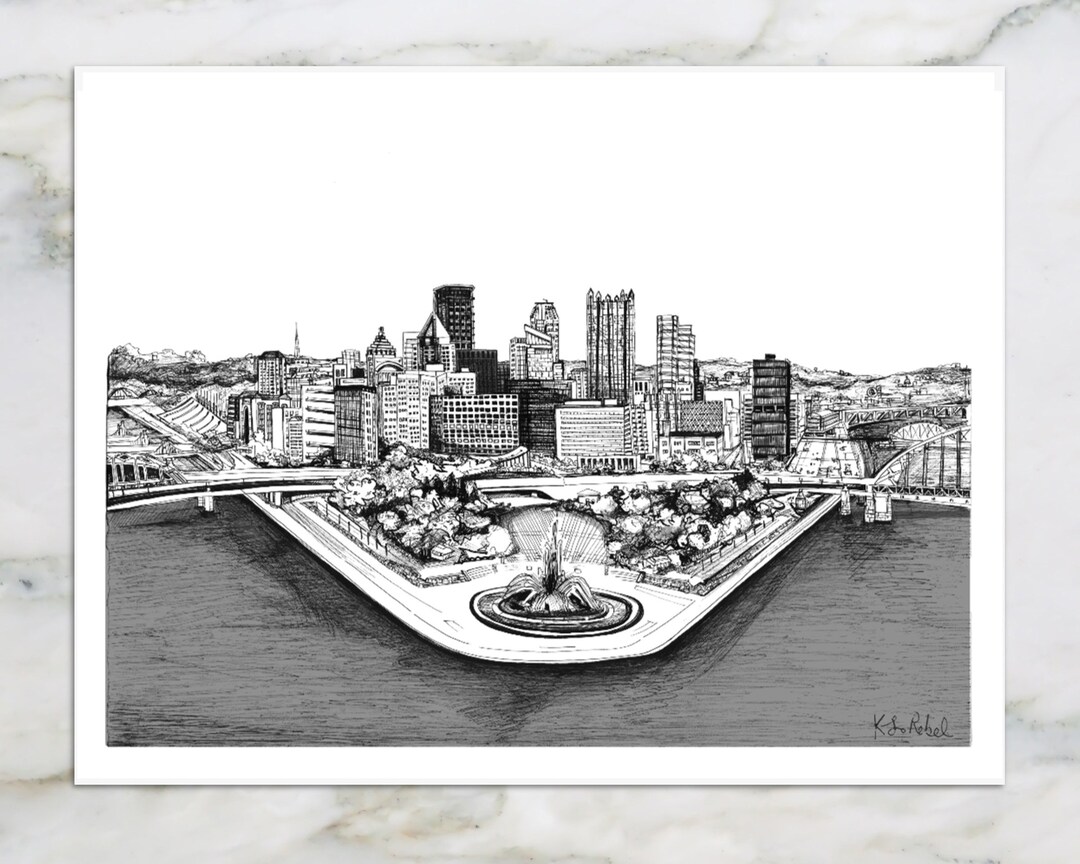 The Point | Pittsburgh Drawing | Pen and Ink Wall Art by Klorebel - Etsy