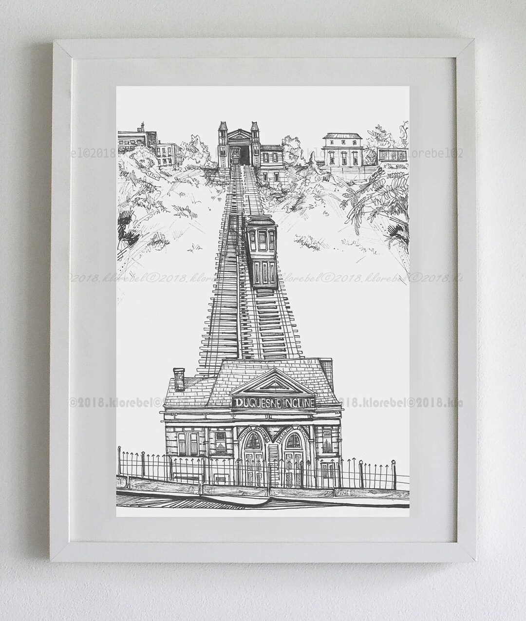 Duquesne Incline | Pittsburgh Drawing | Pen and Ink Wall Art by ...