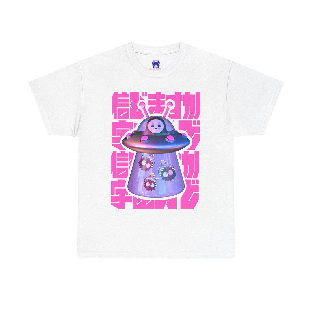 Kawaii UFO Tee, Cute Studio Ghibli Inspired Shirt, Unisex Heavy Cotton ...