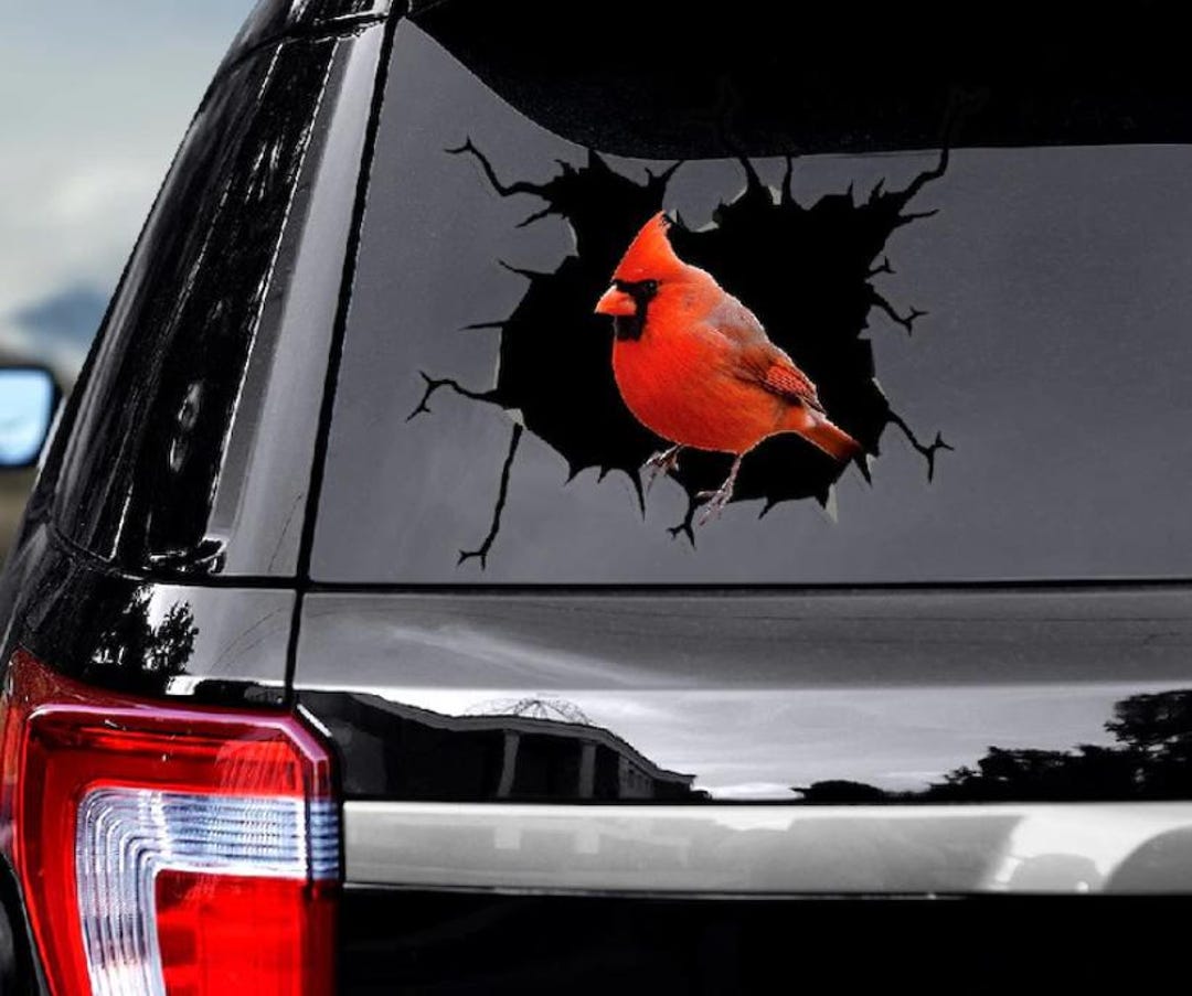 Cardinal Vinyl Decal for Car, Red Bird Bumper Sticker, Cardinal Bird ...