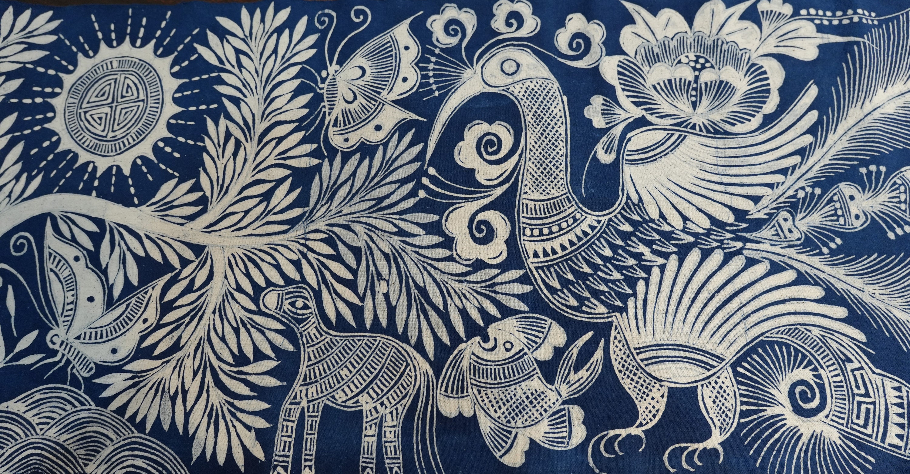 Handcrafted Miao Batik Fabric: Natural Indigo Dye With Intricate Nature ...