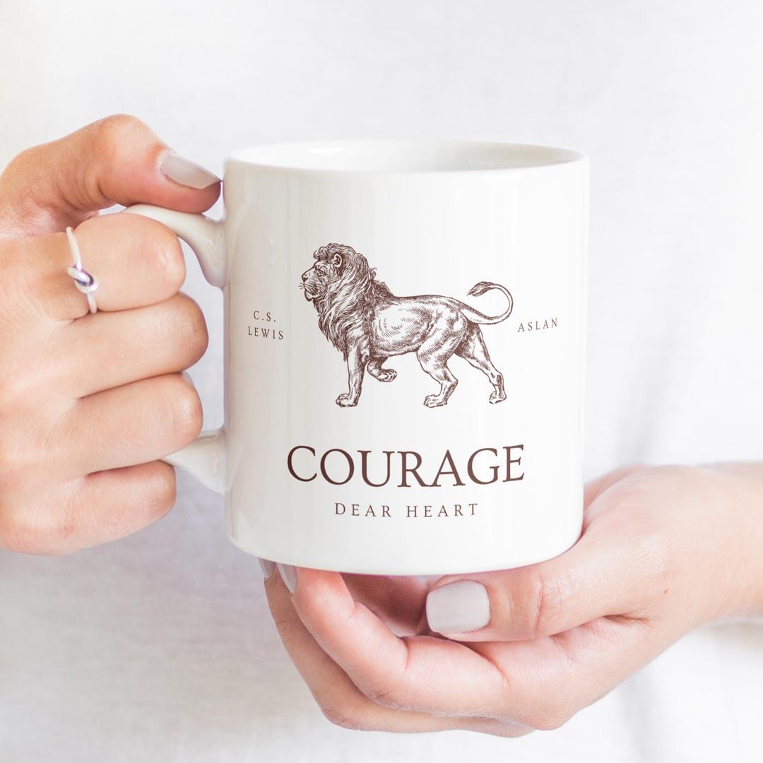 Aslan Mug , Courage, Dear Heart - the Chronicles of Narnia, C S Lewis ...