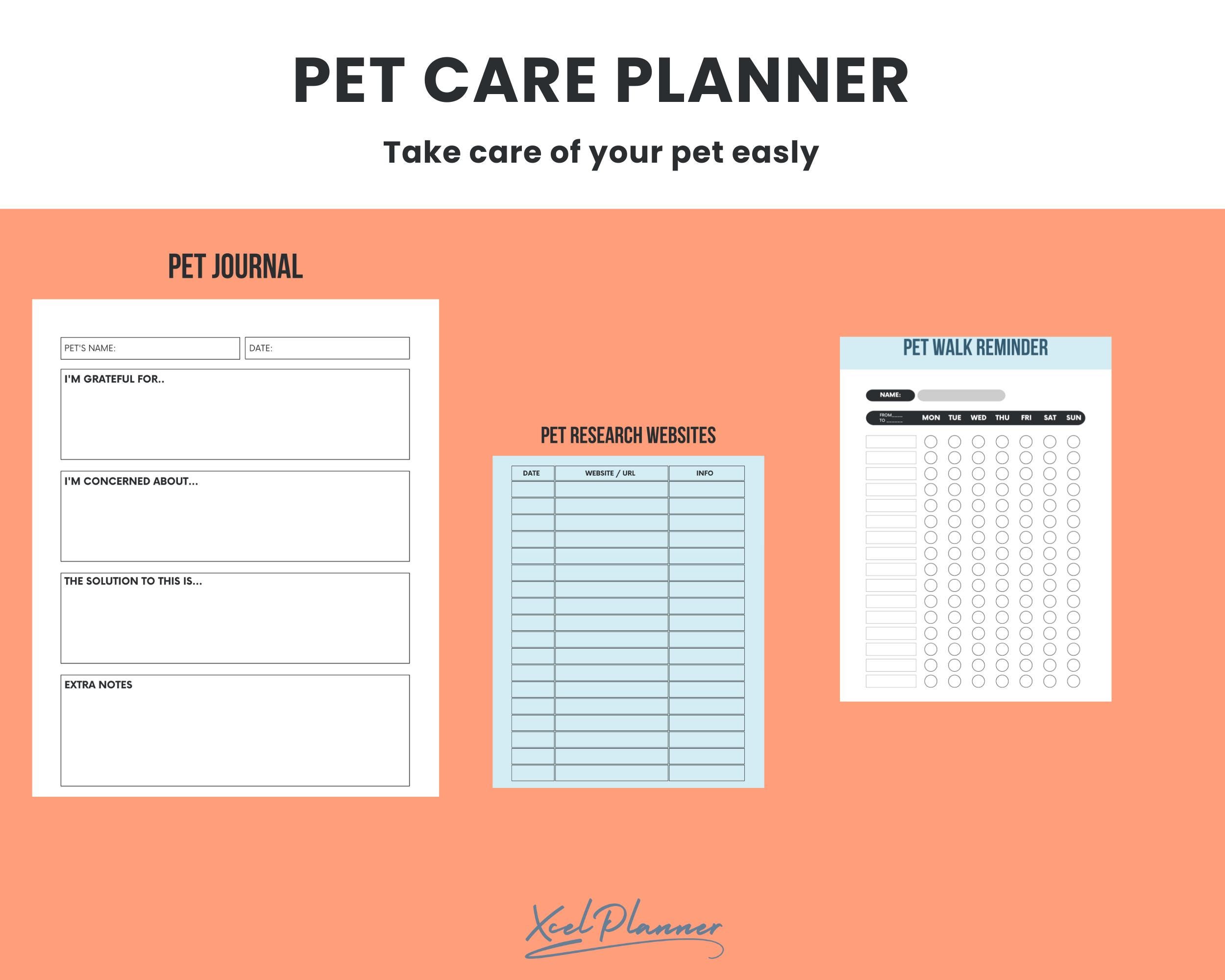Customizable Canva Template: Ultimate Pet Care Planner With Checklists ...