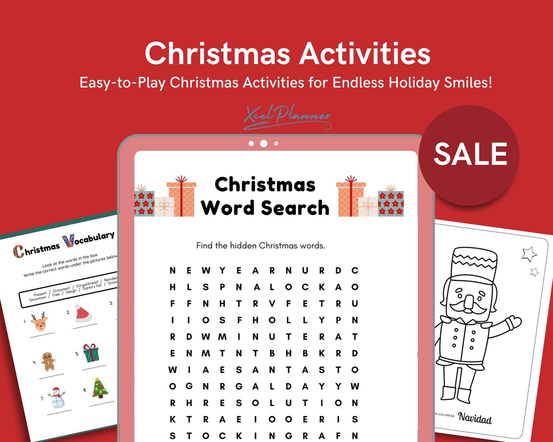 Printable Christmas Activity Pages for Kids PDF Coloring Sheets, Canva ...
