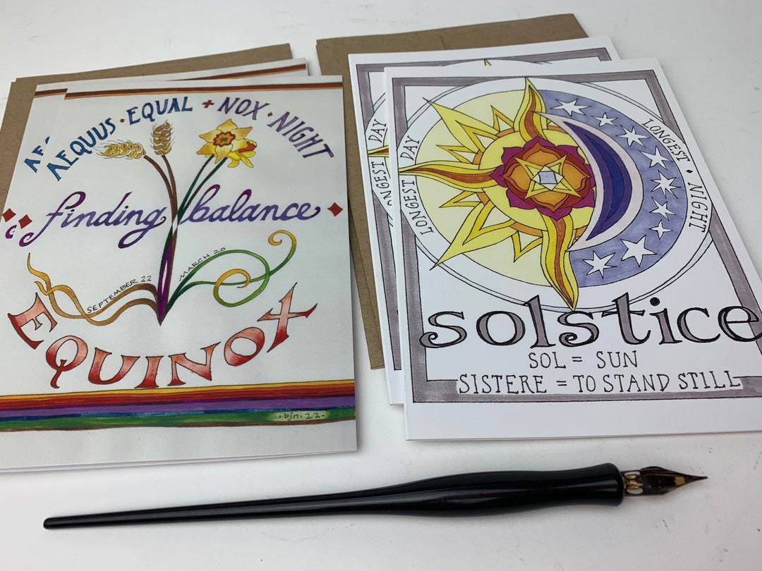 Solstice/equinox Cards 4-pack Large Folded Greeting Cards/envelopes ...