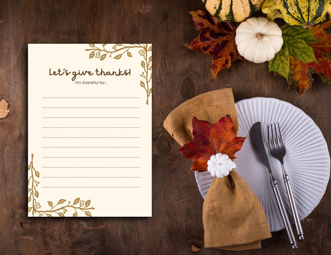 Linocut Let's Give Thanks Cards | Digital Download | Menu, Table ...